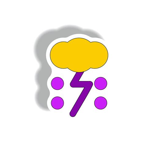 구름과 번개 스티커 날씨 스티커 벡터 Eps Ai Uidownload