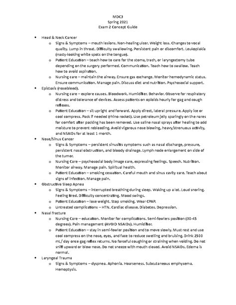 Mdc 3 Exam 2 Review This Is The Filled Out Concept Guide For Exam 2