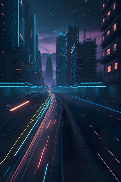 Premium Ai Image Futuristic Train With Neon Details In Cyberpunk