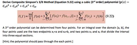 Solved Derive Composite Simpson S 3 8 Method Equation 9 22 Chegg