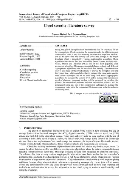 Cloud Security Literature Survey Pdf