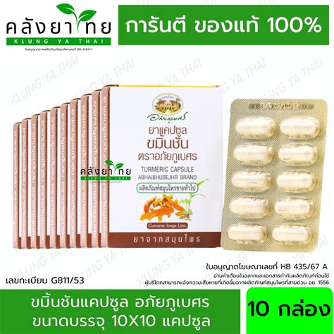 ยาแคปซูลขมิ้นชัน ตราอภัยภูเบศร ขนาด 10 แคปซูล แผง 10 แผง Shopee