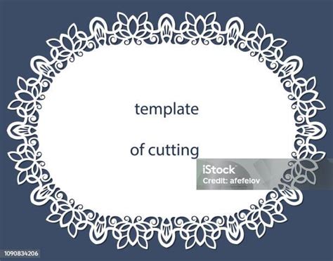 인사말 카드 가장자리 케이크에서 종이 절단 결혼식 초대장을 위한 템플릿 탁상용 장식 테두리와 함께 타원형 모양의 장식 플레이트는 레이저 컷 벡터 일러스트입니다 0명에 대한