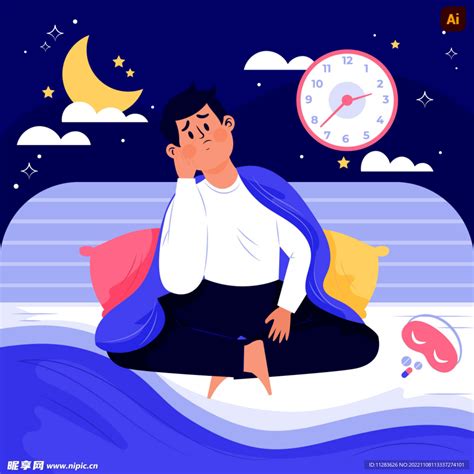 失眠插画设计图生活人物人物图库设计图库昵图网