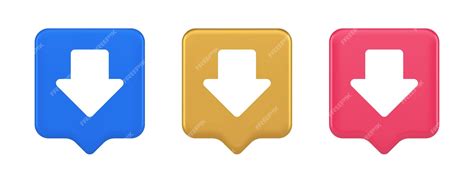 Premium Vector Arrow Down Button Keyboard Navigation Pointer Cyberspace Downloading Web App 3d