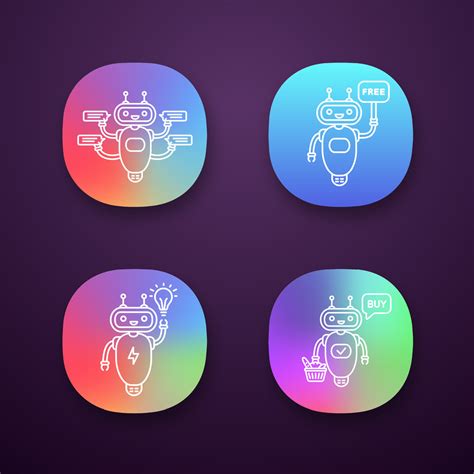 chatbots app icons set ui ux user interface talkbots virtual