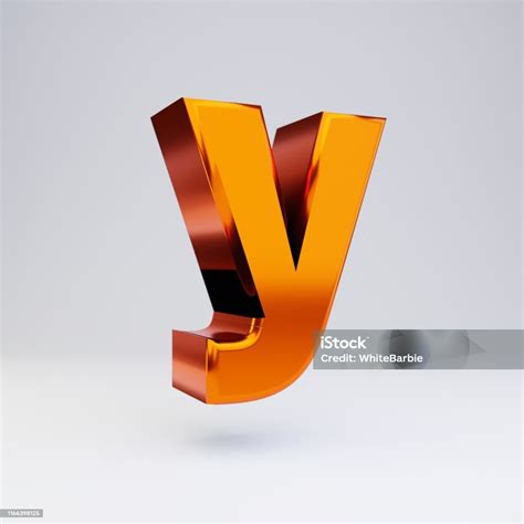 3d 字母 Y 小寫熱橙色金屬字體 有光澤的反射和陰影隔離在白色背景上 照片檔及更多 光 照片 光 全息攝影的 剪裁圖 Istock