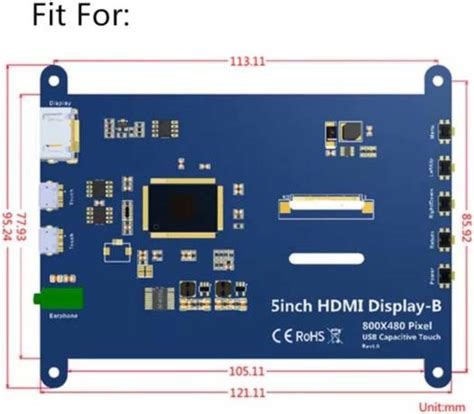 Waveshare Capacitive Touch 5 Raspberry Pi LCD HDMI Display Module 800x480 High Resolution