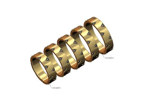 Overlapping Diamond Traingles Pattern Band Us Sizes 5to9 3d Model 3d