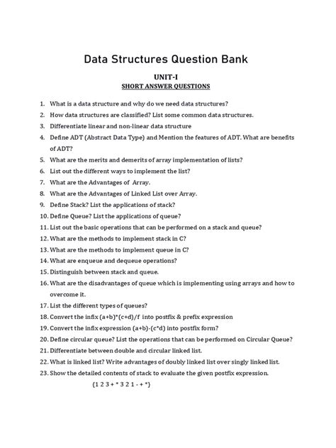ds question bank pdf queue abstract data type algorithms and
