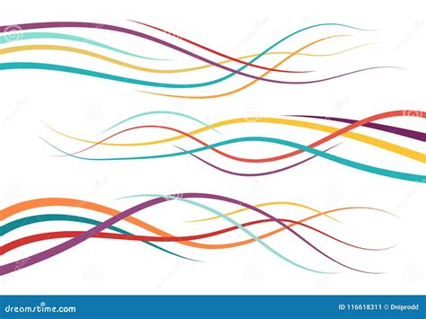 Set Of Abstract Color Curved Lines Stock Vector Illustration Of