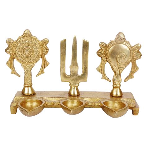 Buy Artvarko Brass Tirupati Balaji Shankh Chakra Namah Diya Oil