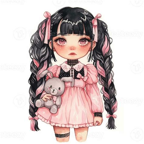 Anime Girl Holding A Teddy Bear