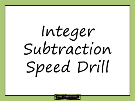 Integer Operations Fluency Drill 10 Editable Powerpoints Teaching