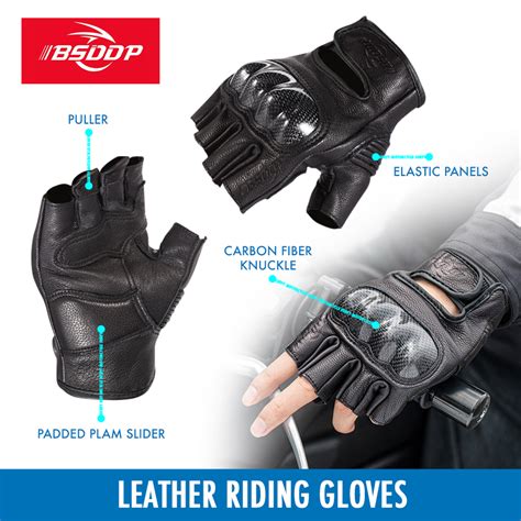 BSDDP Riding Gloves Leather Carbon Half Finger Lazada PH