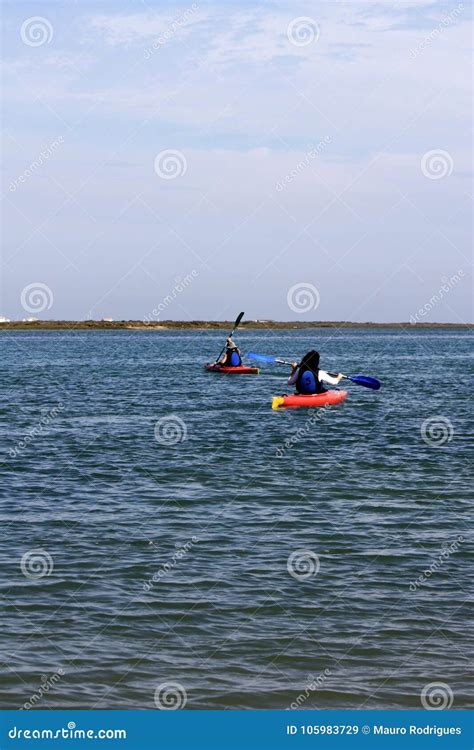 Two Girls On Kayaks Editorial Stock Image Image Of Sports 105983729