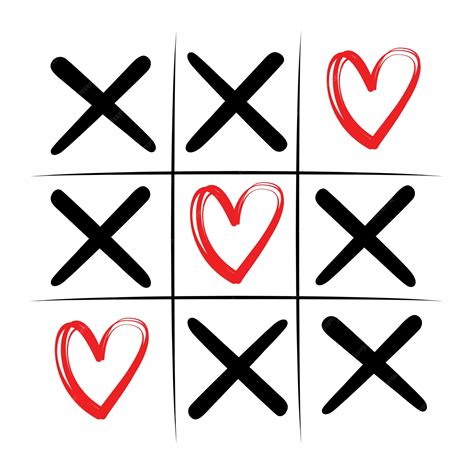 Jogo Da Velha Com Corações Para O Conceito De Design Do Dia Dos