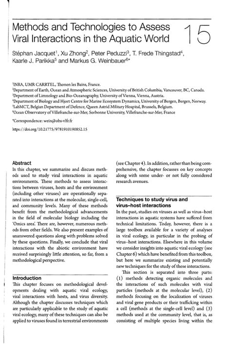 Pdf Methods And Technologies To Assess Viral Interactions In The Aquatic World