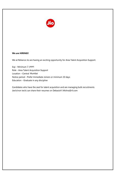 debasish mishra on linkedin hiring alert reliance jio is looking for a