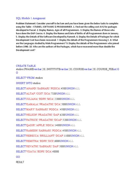 sql module 1 assignment pdf systems engineering product development