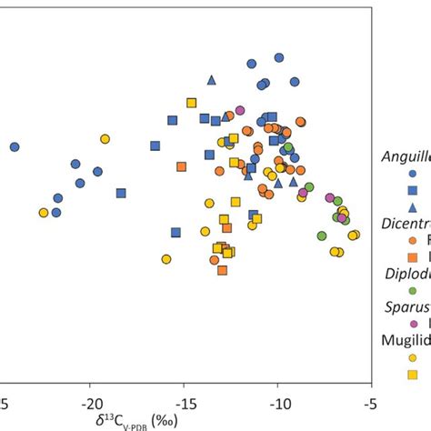δ 13 C And δ 15 N Values Obtained From The Fish Remains Analysed In