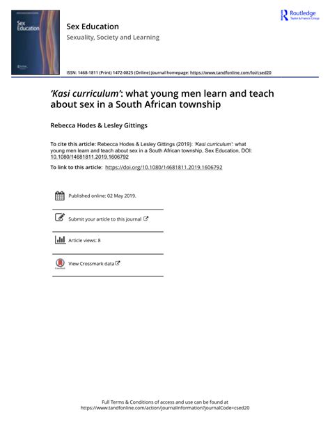 Pdf Sex Education Sexuality Society And Learning