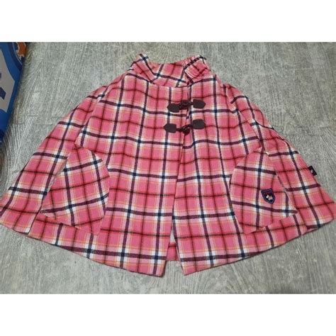 ＜超可愛＞ Pom Pomplus 狗狗 女童 童裝 斗篷 披風 上衣 衣服 外套 粉色格子 100cm 100公分 蝦皮購物