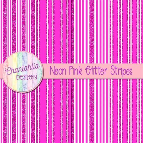 Free Digital Papers Featuring Neon Pink Glitter Stripes Designs