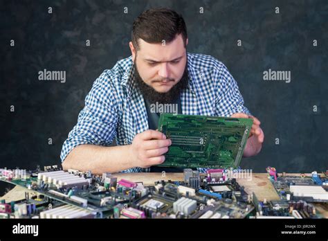 Service Engineer Work With Broken Pc Hardware Computer Electronic Components Repairing
