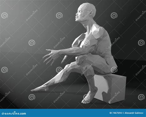 Menina 3d ilustração stock Ilustração de cubo desnudado 7467694