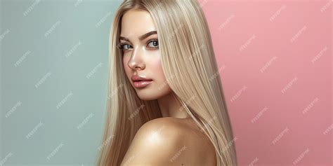 Picture Featuring Beautiful Woman With Long Straight Blonde Hair Shiny