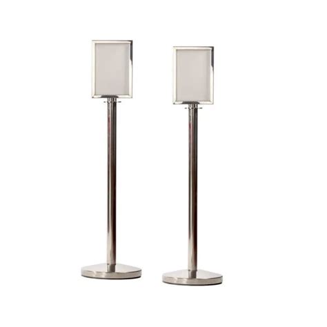 Polished Chrome Stanchions Posts Pair Of Posts With Portrait Sign