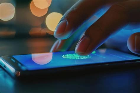 Close Up Person Unlocking Their Mobile Phone With Fingerprint Premium AI Generated Image