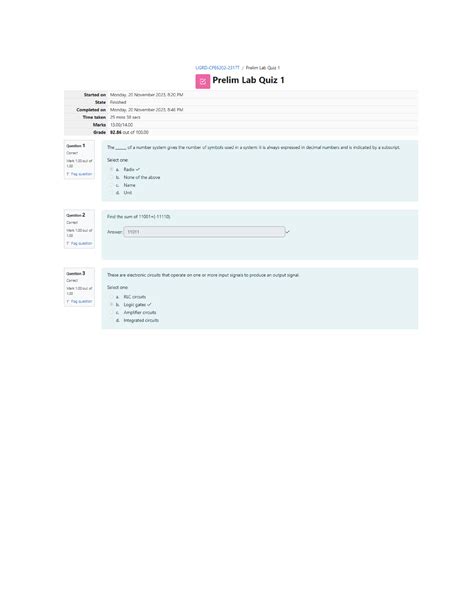 Logic Prelim Quiz Logic Circuit And Switching Theory Studocu