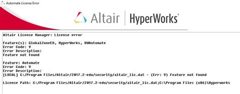 Licencing Error Code 9 Altair Community