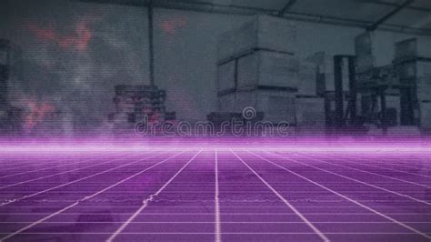 Animation Of Start In Digital Abstract Space With Grid Stock Video