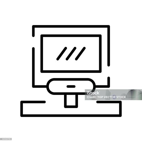 在白色背景電腦符號線條符號或線形元素設計中隔離的電腦圖示向量向量圖形及更多互聯網圖片 互聯網 商務 器材 Istock