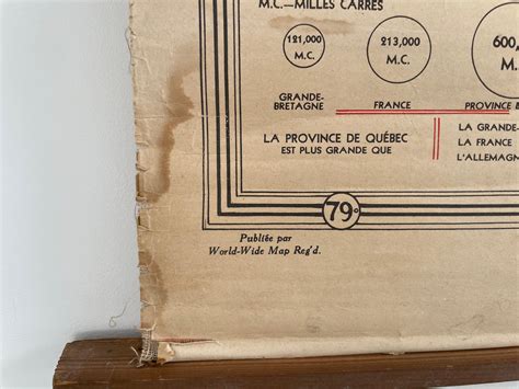 1953 Original Pull Down School Map Of The Province Of Quebec Etsy Canada