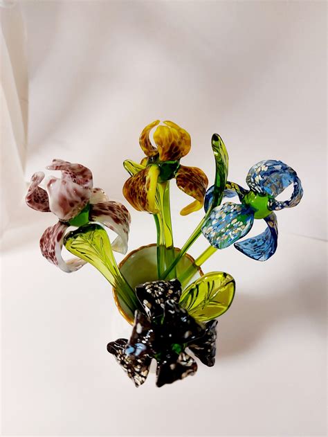 Glass Iris Flower Figurine Murano Iris Flower Glass Figurine Etsy