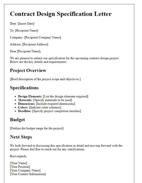 Letter Template For Contract Format Specification Free Samples In Pdf