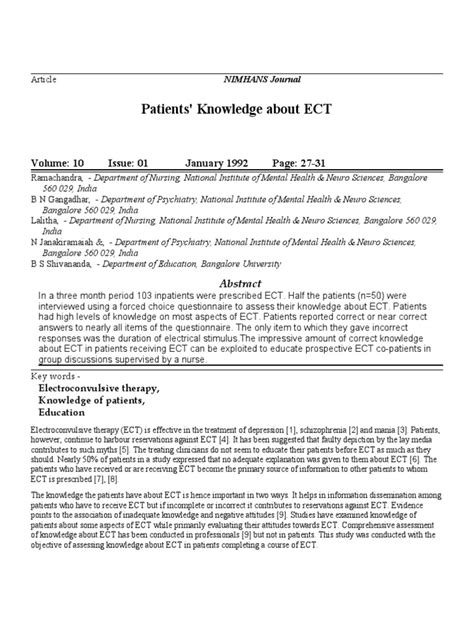 Ect Patient Pdf Electroconvulsive Therapy Psychiatry