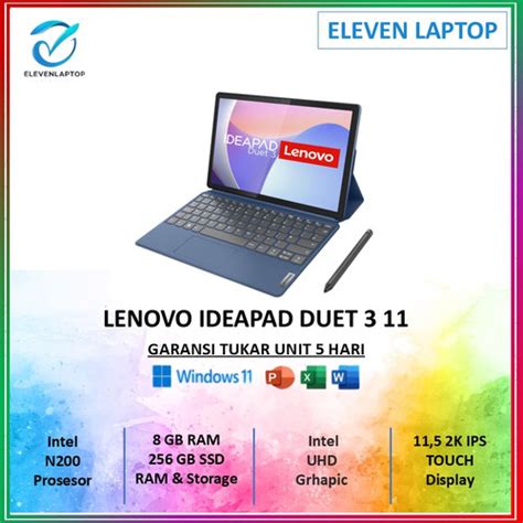 Jual Lenovo Ideapad Duet 3 11 Touch Intel N200 8Gb 256Gb Windows 11 Ips 2k STANDAR Jakarta