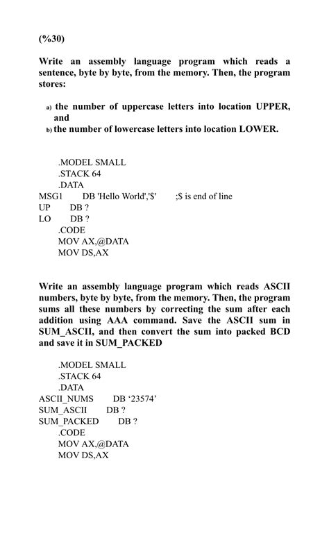 Solved 30write An Assembly Language Program Which Reads