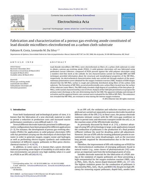 Pdf Fabrication And Characterization Of A Porous Gas Evolving Anode