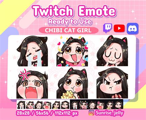 Twitch Emotes Black Hair Brown Eyes Chibi Girl Twitch Etsy