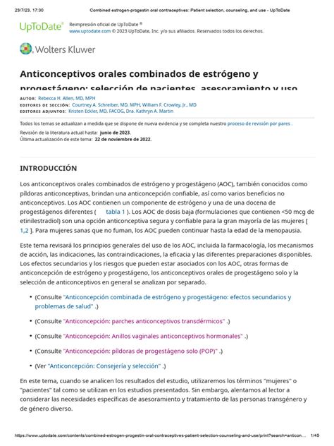 Combined Estrogen Progestin Oral Contraceptives Patient Selection