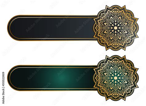 Luxury Golden Mandala Title Frame Text Box Arabic Islamic Banner Set