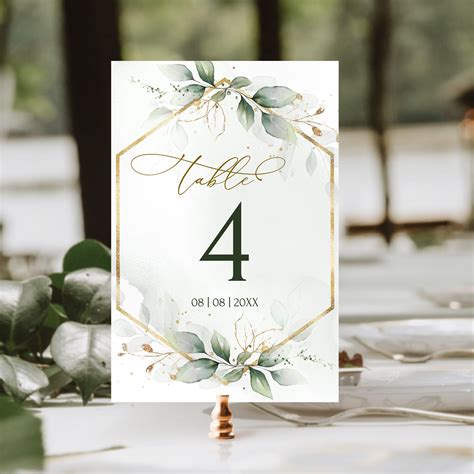 Greenery Table Numbers Template Geometric Printable Greenery Etsy