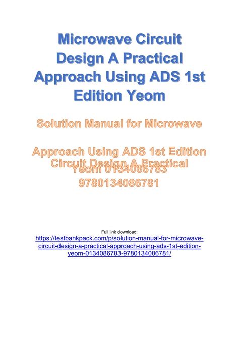Solution Manual For Microwave Circuit Design A Practical Approach Using Ads 1st Edition Yeom