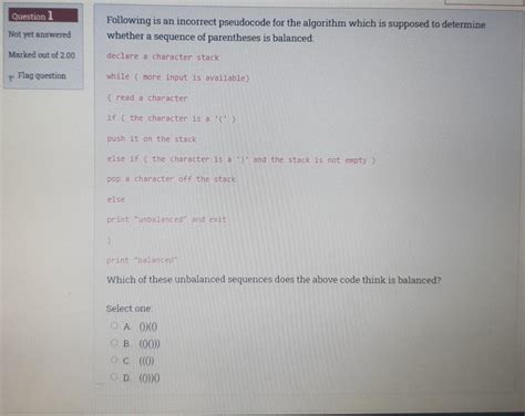 Solved Question 1 Following Is An Incorrect Pseudocode For Chegg